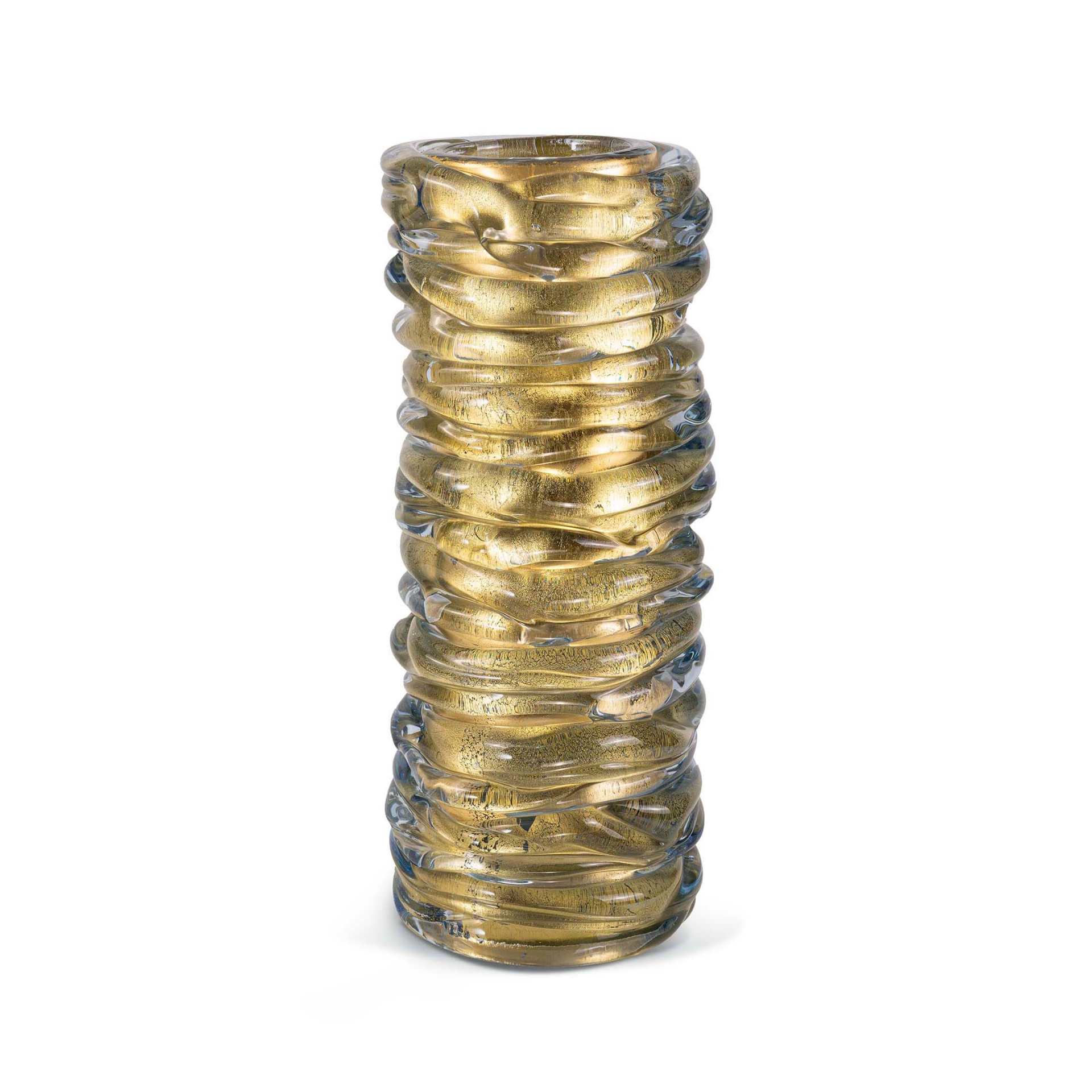 The Waves Light Blue Gold Leaf Vase VW 42/17 part of the Fabio ...