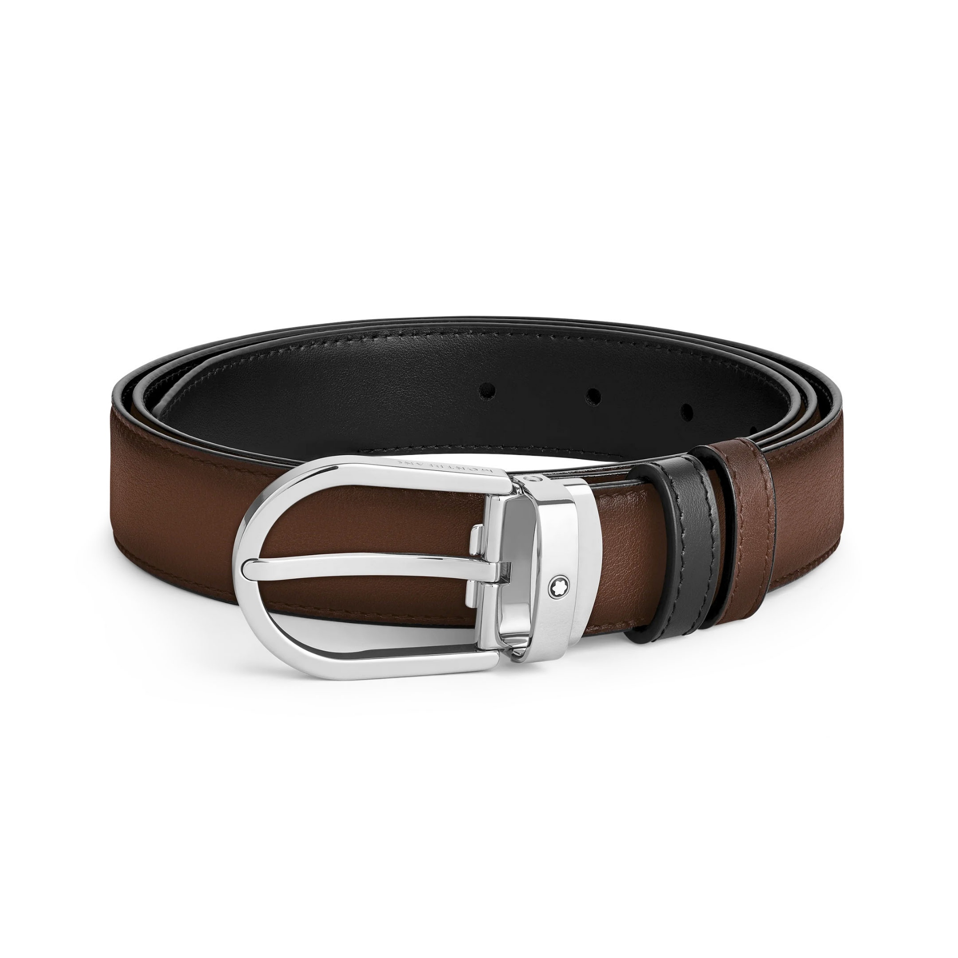 Montblanc Horseshoe Buckle Brown/Black 30 Mm Reversible Leather Strap ...
