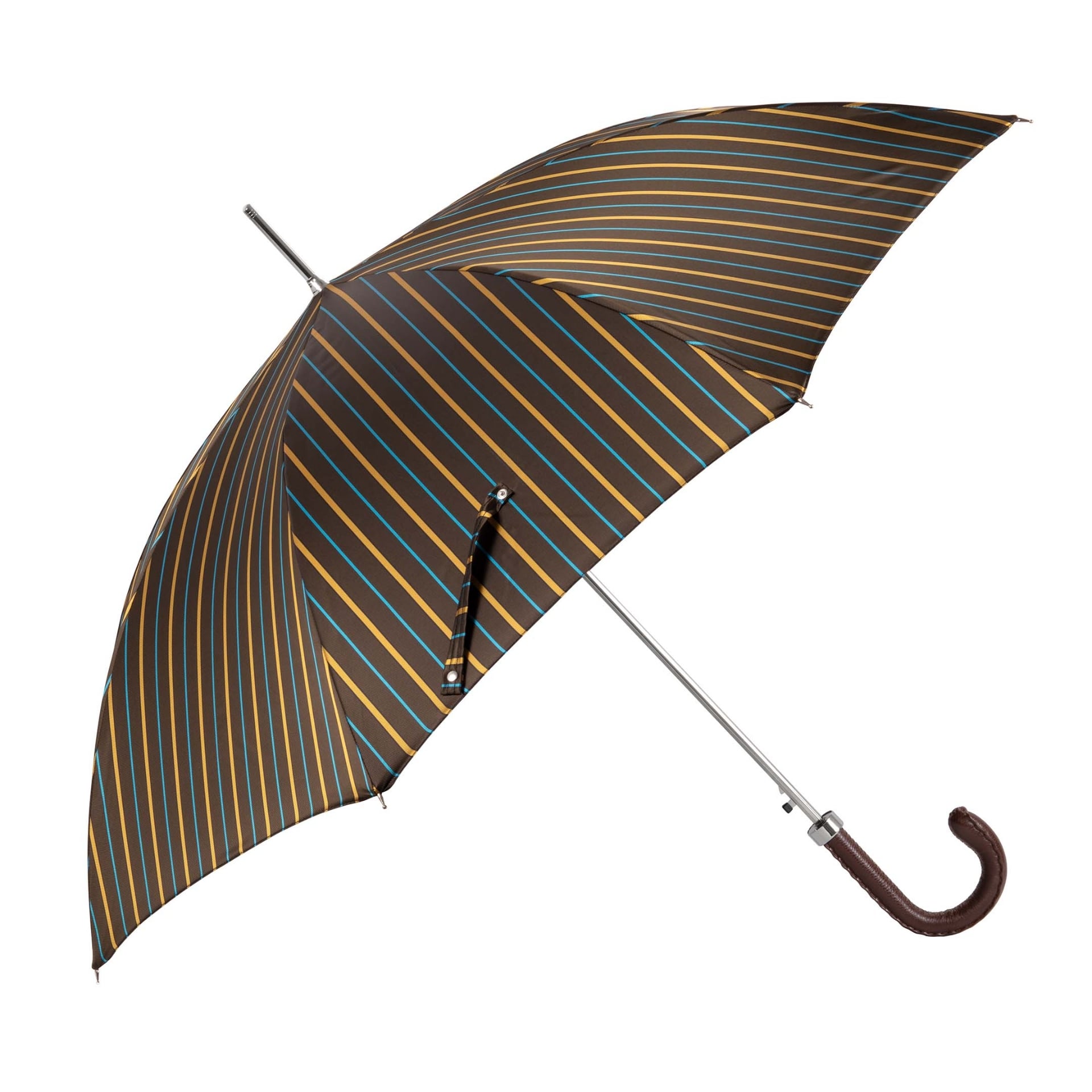 Men's Bespoke Brown Umbrella with Mustard and Turquoise Stripes 478 ...
